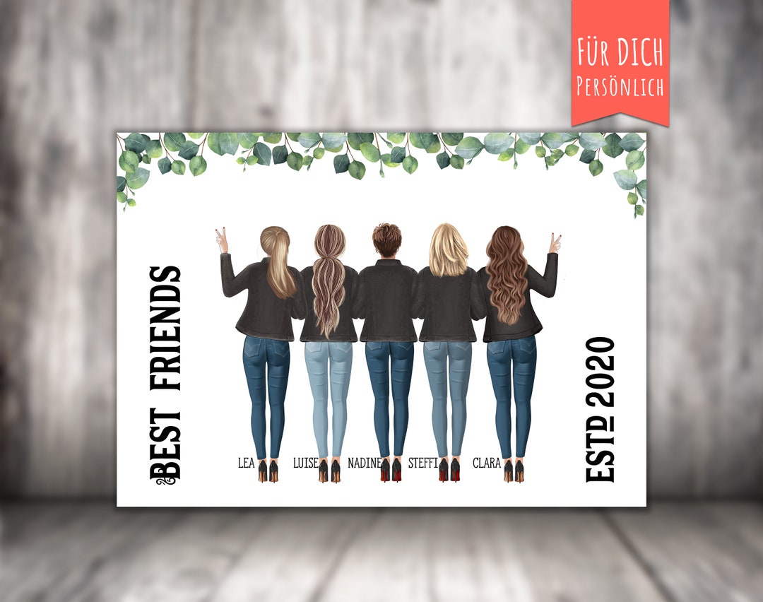 Poster bff 5 Best Friends Personalized, Personalized Gift, Girlfriend ...