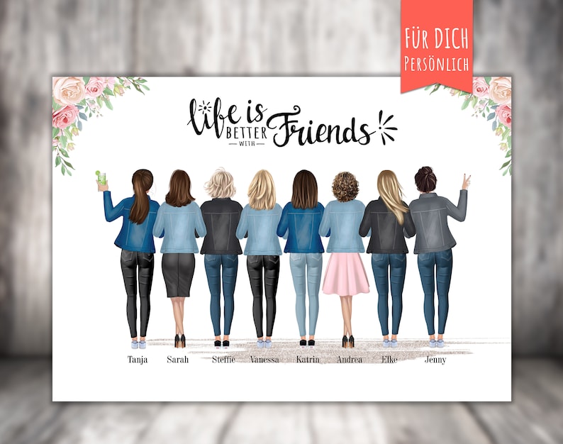 Poster bff 8 Best Friends Personalized - Etsy