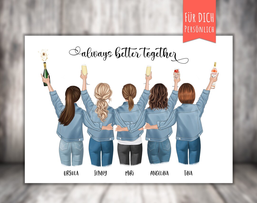 Poster "bff 5 Best Friends" Personalized, Personalized Gift, Girlfriend ...