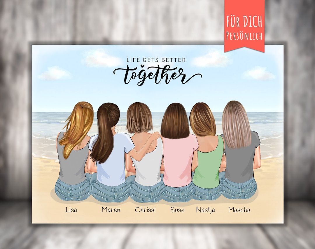 Poster "bff 6 Best Friends" Personalized, Personalized Gift, Girlfriend ...