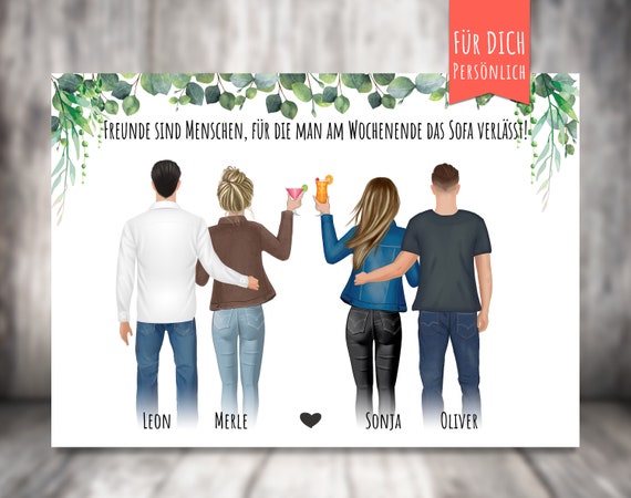 Poster bff 4 Best Friends Personalized | Etsy