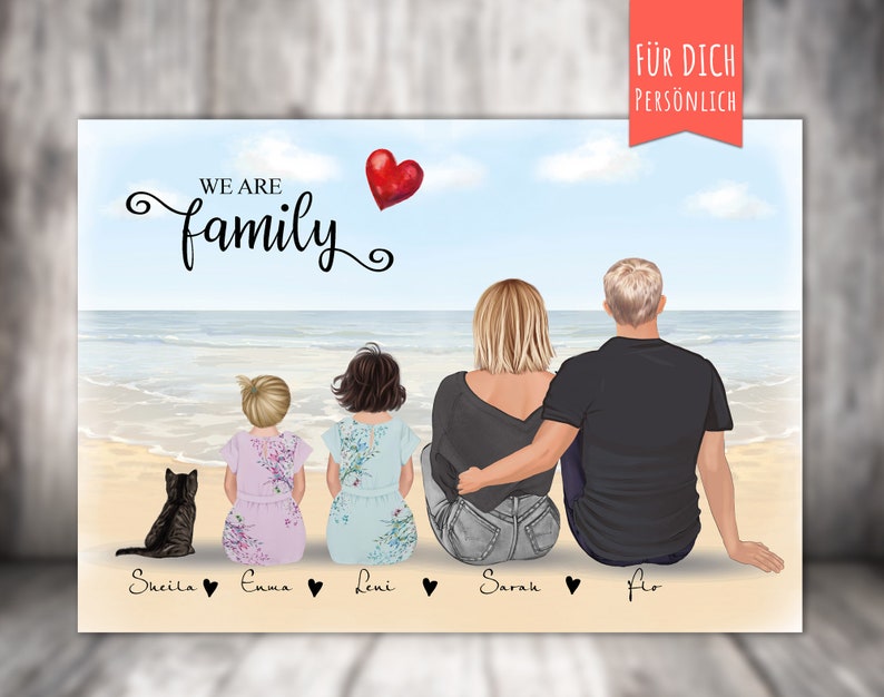 Personalized Poster for the Family, Family Picture on the Beach, Gift ...