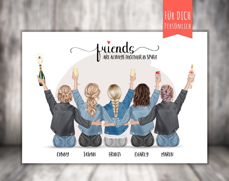 Poster "bff 5 Best Friends" Personalized, Personalized Gift, Girlfriend ...
