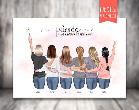 Poster bff 6 Best Friends Personalized | Etsy