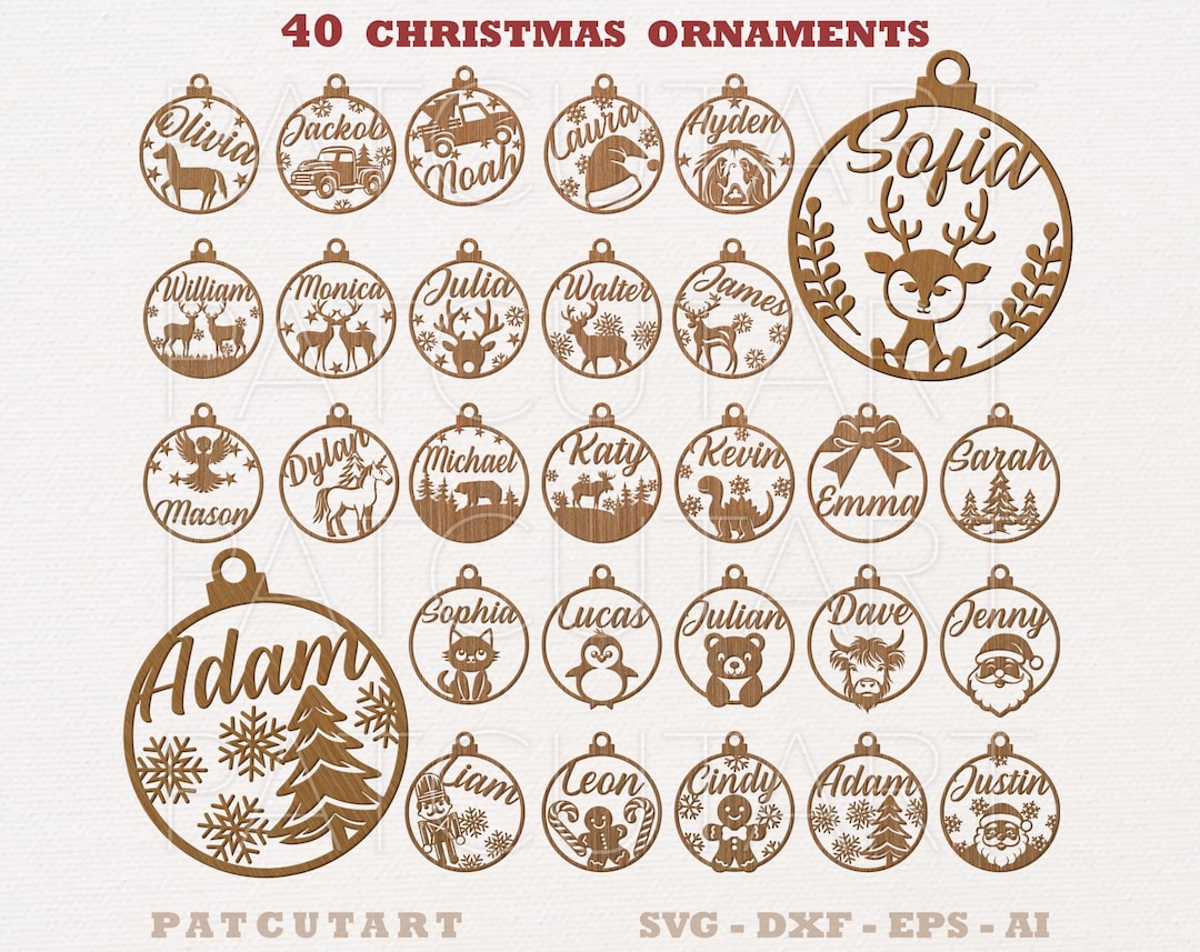Christmas Name Ornament Svg Bundle, Christmas Svg, Christmas Name ...