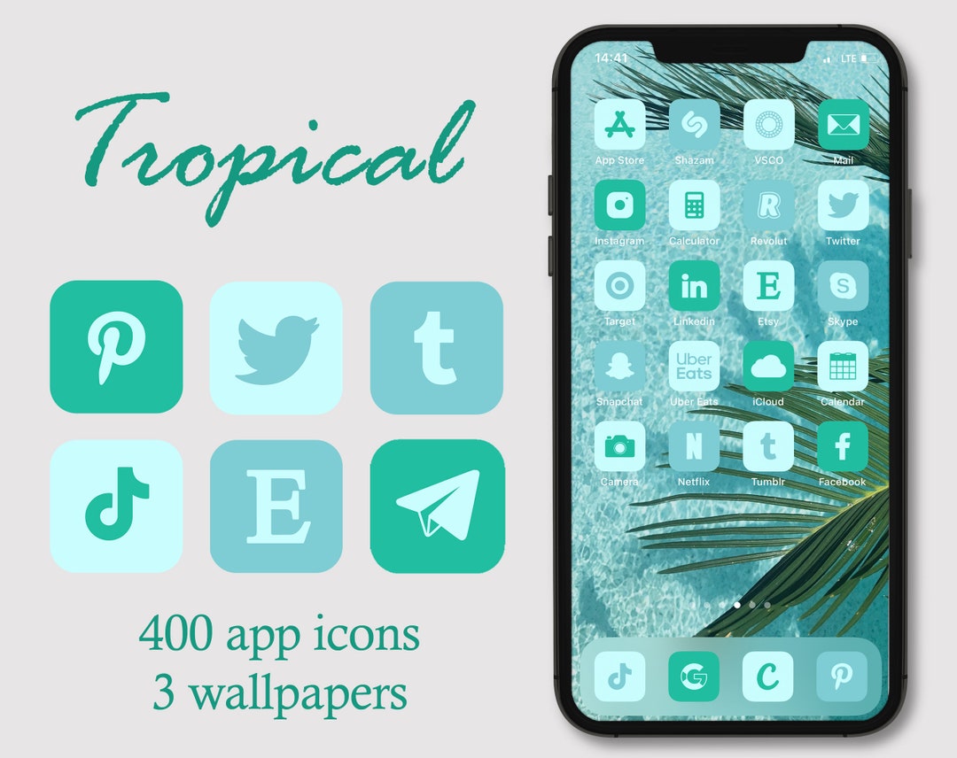 Tropical Icons,green Ios Icons,green iPhone Icons,blue Icon Pack,app ...