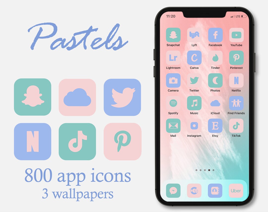 Pastels Icons, 800 Ios Icons,blue iPhone Icons,pastel Icon Pack,app ...