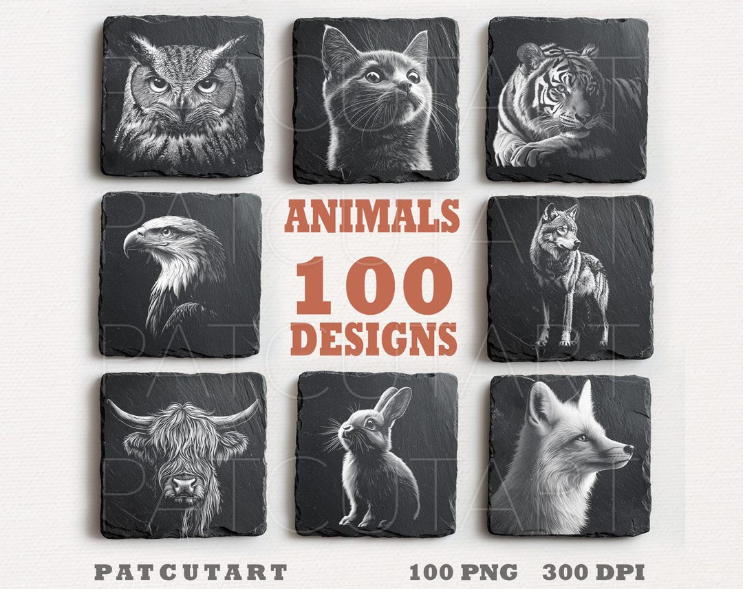 Slate Engraving Files, Animals PNG Laser Engrave, Animals Slate ...
