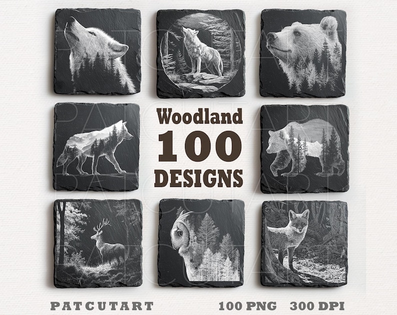 Wildlife Slate Engraving Png, Animals PNG Laser Engrave, Woodland Slate ...