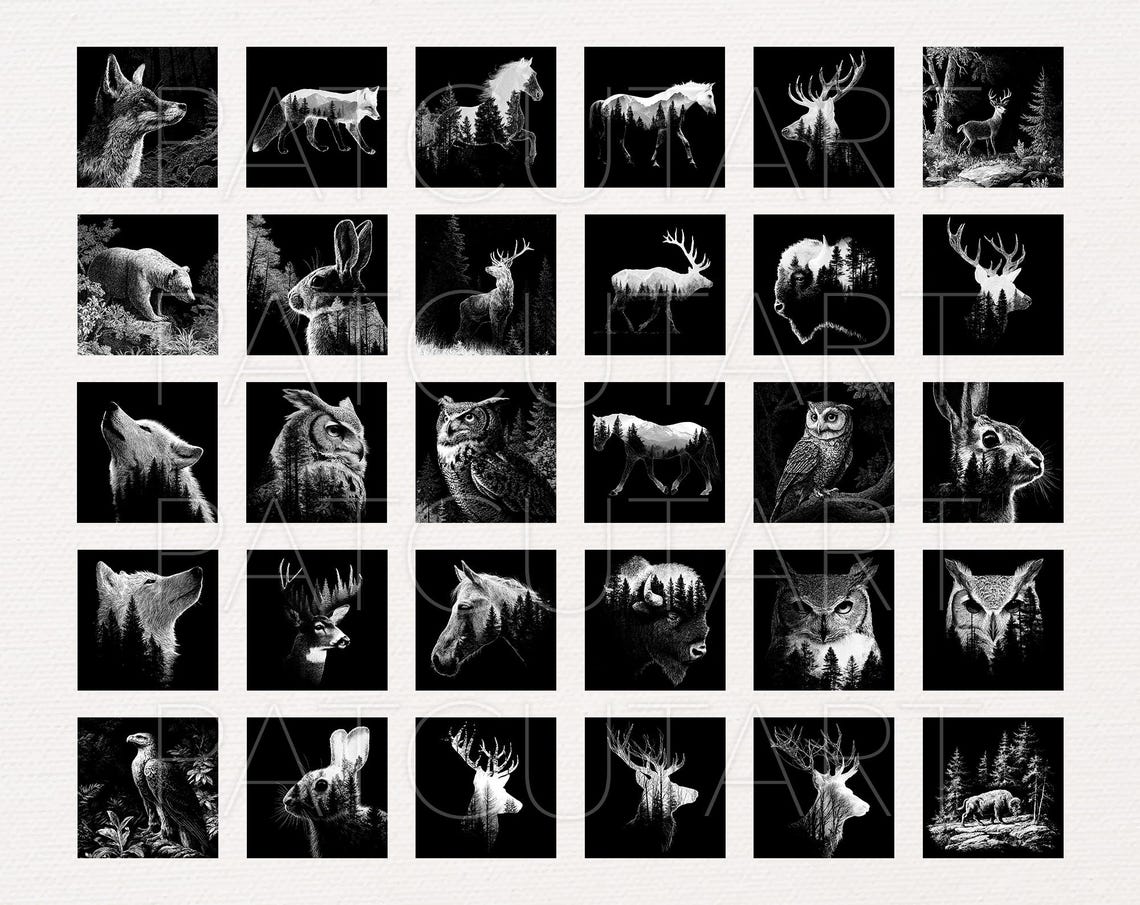 Wildlife Slate Engraving Png, Animals PNG Laser Engrave, Woodland Slate ...