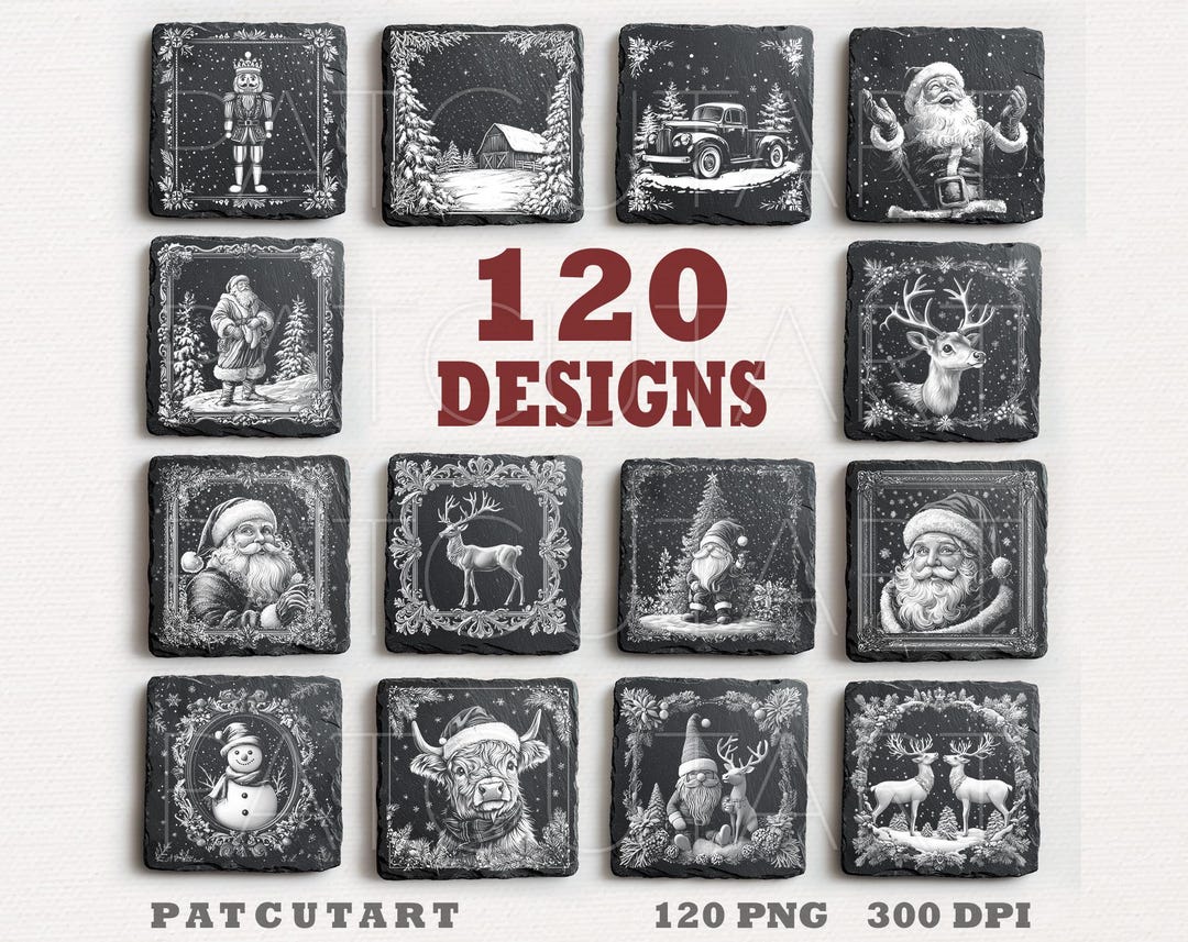120 Christmas Slate Engraving Files, Christmas PNG Laser Engrave ...