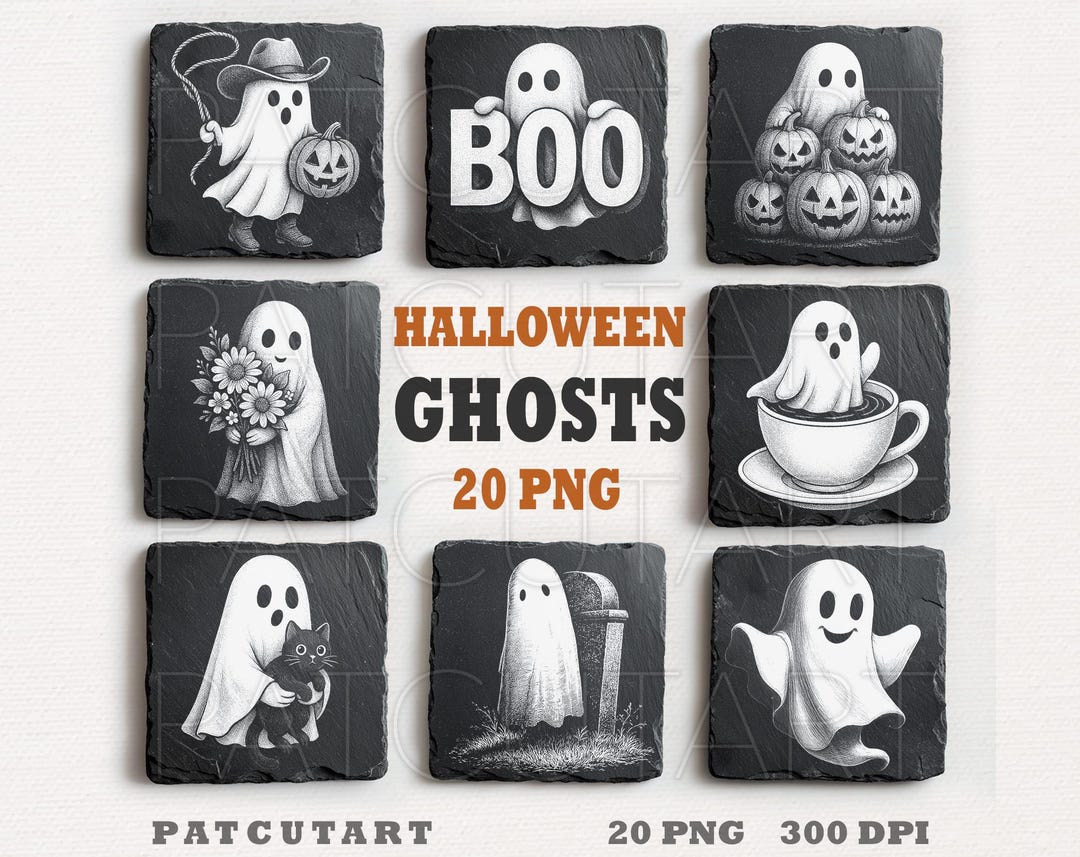 Halloween Slate Engraving Files, Ghost Png Laser Engrave, Glowforge ...