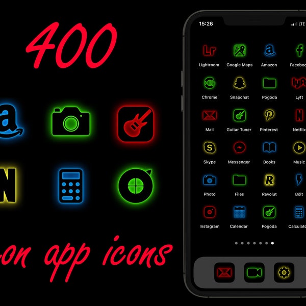 Neon Blue App Icons - Etsy