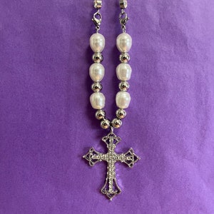 Y2K Cross Necklace Pendant Shiny Y2k Rhinestone Style Bead Necklace - Etsy