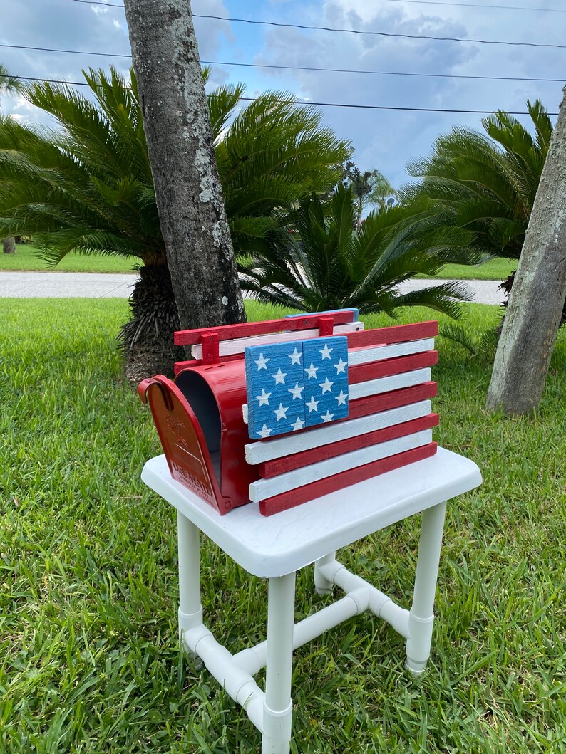 US Flag Wooden Patriotic Mailbox - Etsy