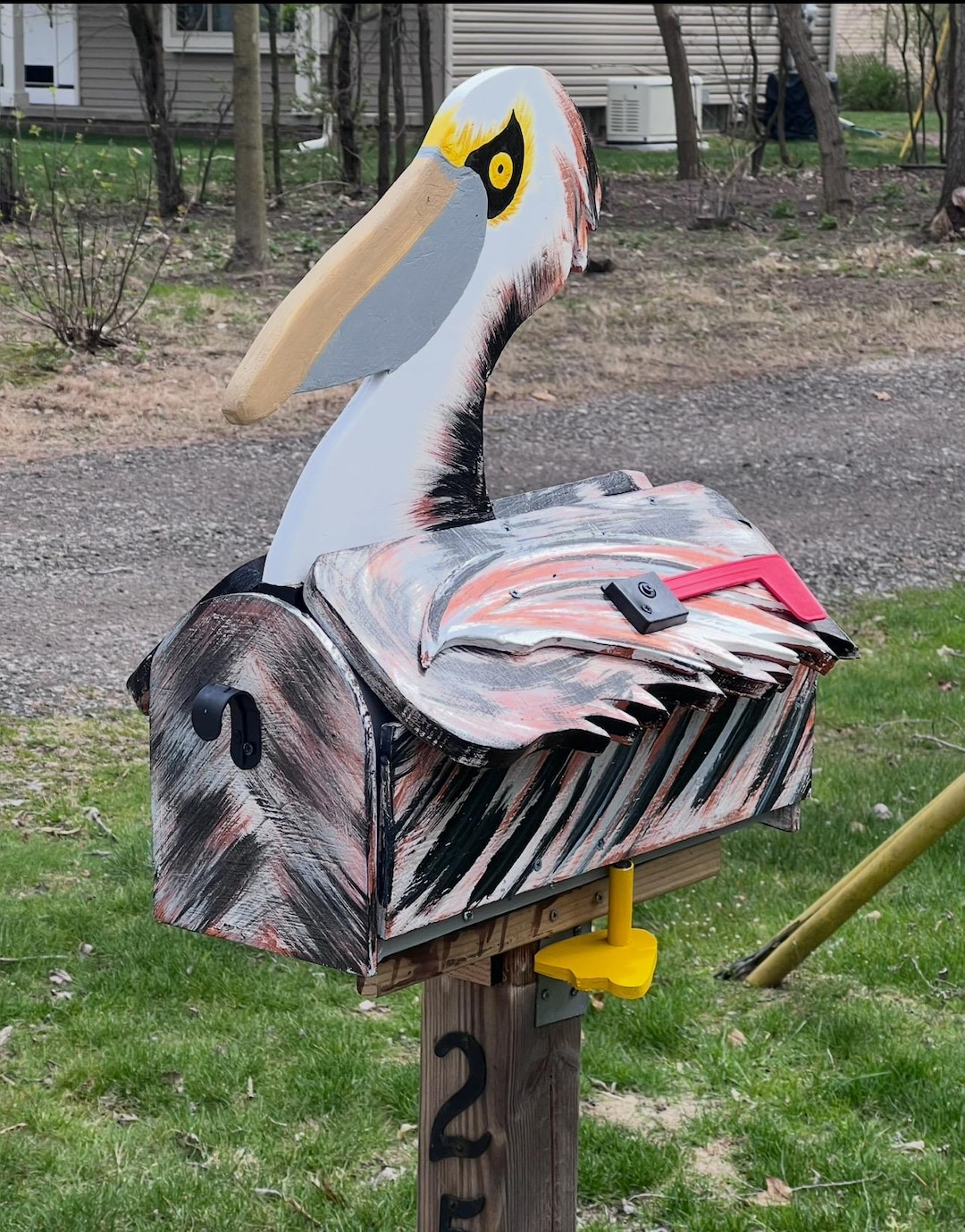 Classic Handmade Wooden Short Head Pelican Mailbox With Yellow Feet. - Etsy