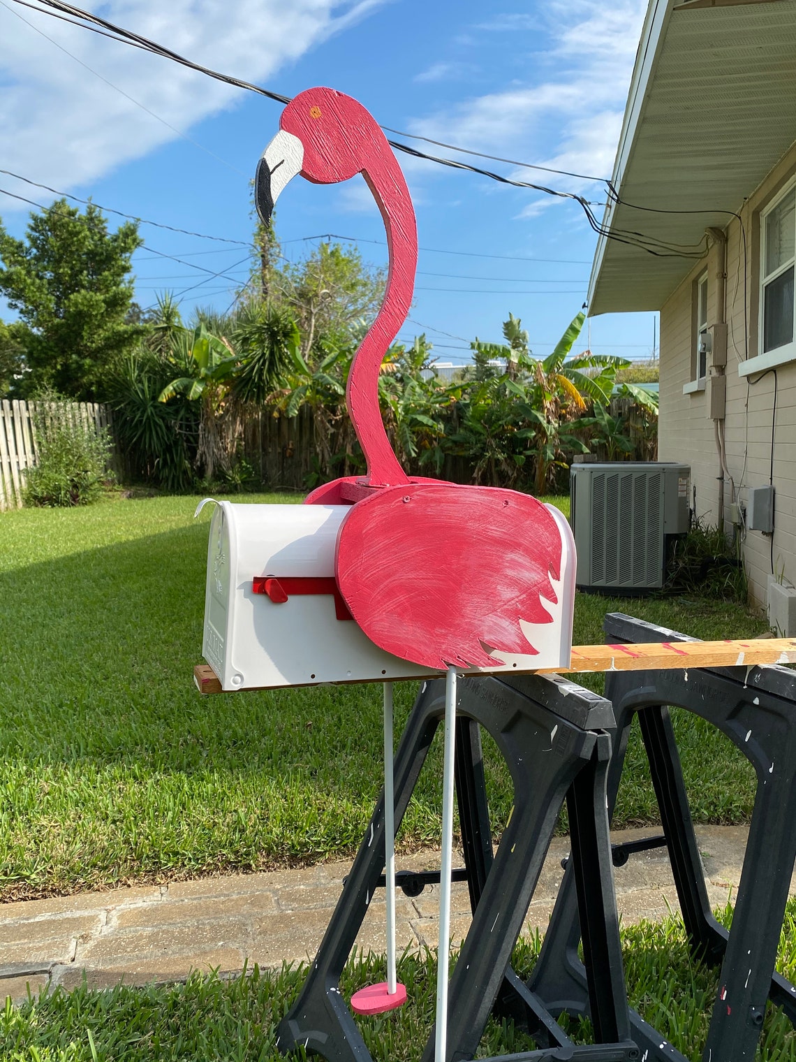 Custom Handmade Wooden Flamingo Mailbox - Etsy