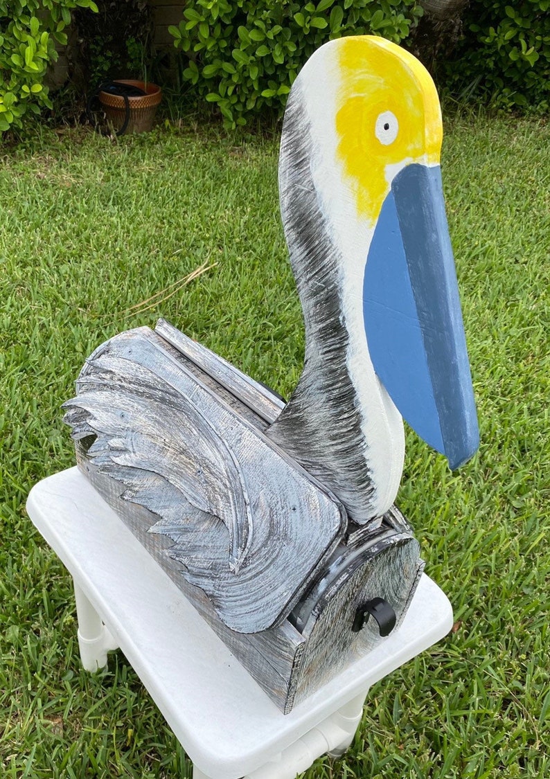 Blue Version Deluxe Handmade Wooden Pelican Mailbox - Etsy