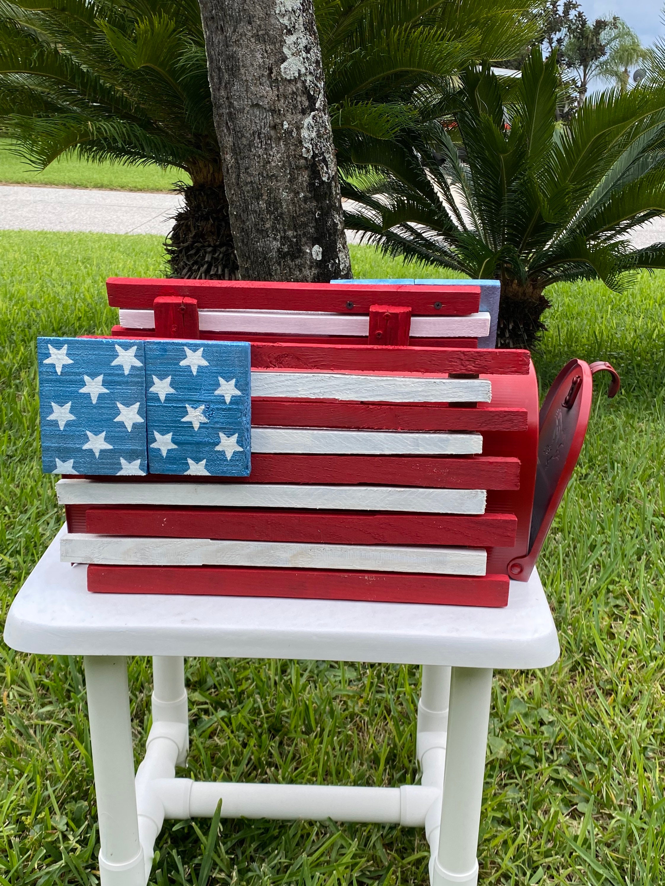 US Flag Wooden Patriotic Mailbox - Etsy