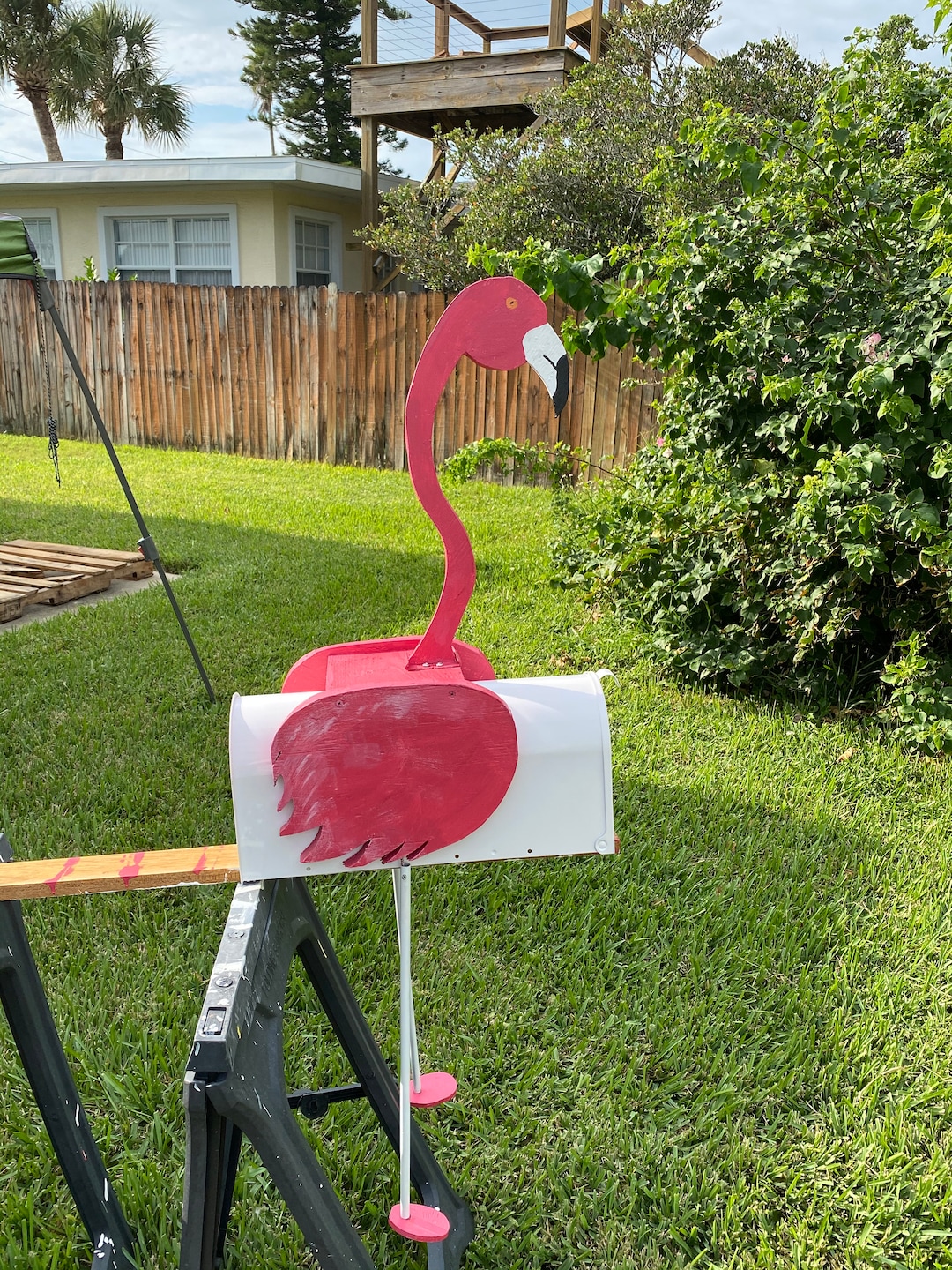 Custom Handmade Wooden Flamingo Mailbox - Etsy