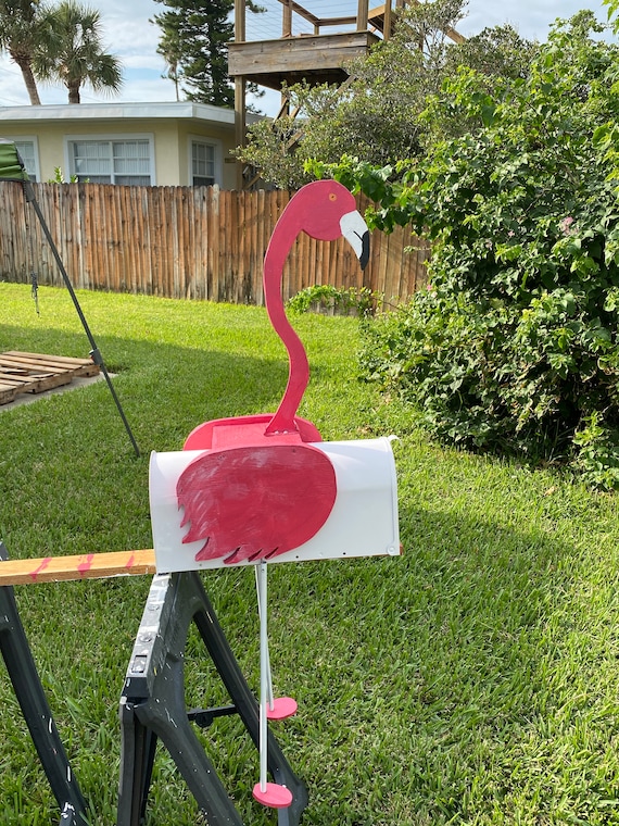 Custom Handmade Wooden Flamingo Mailbox - Etsy