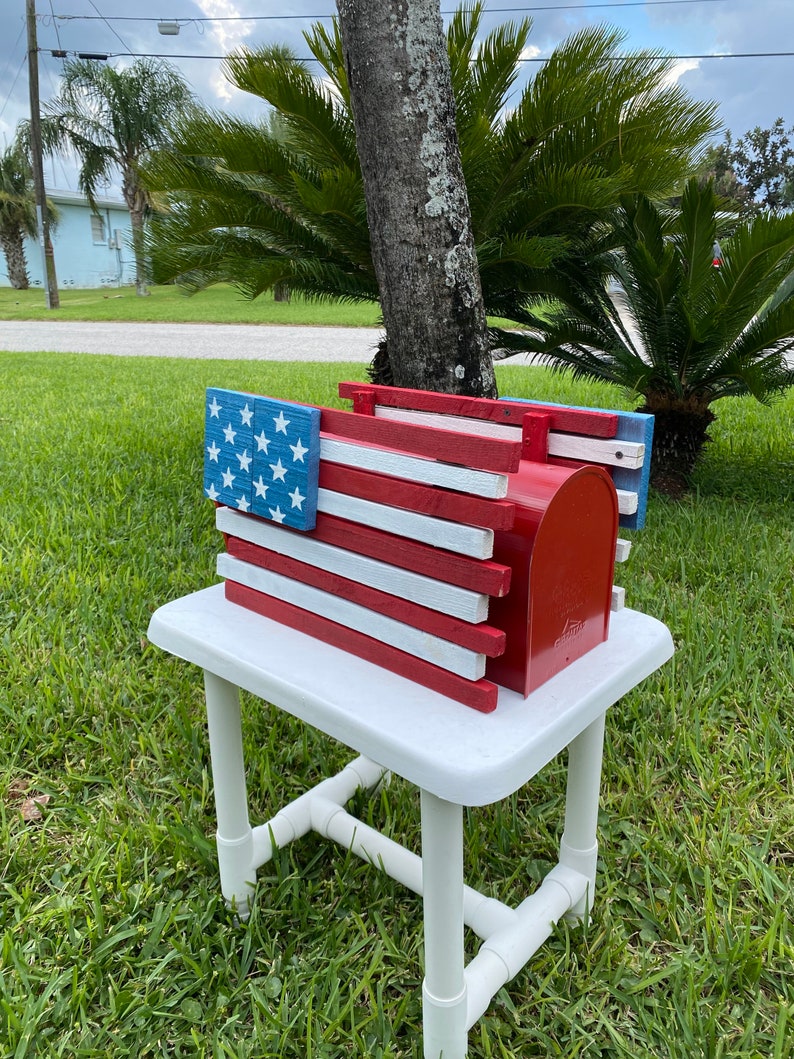 US Flag Wooden Patriotic Mailbox - Etsy