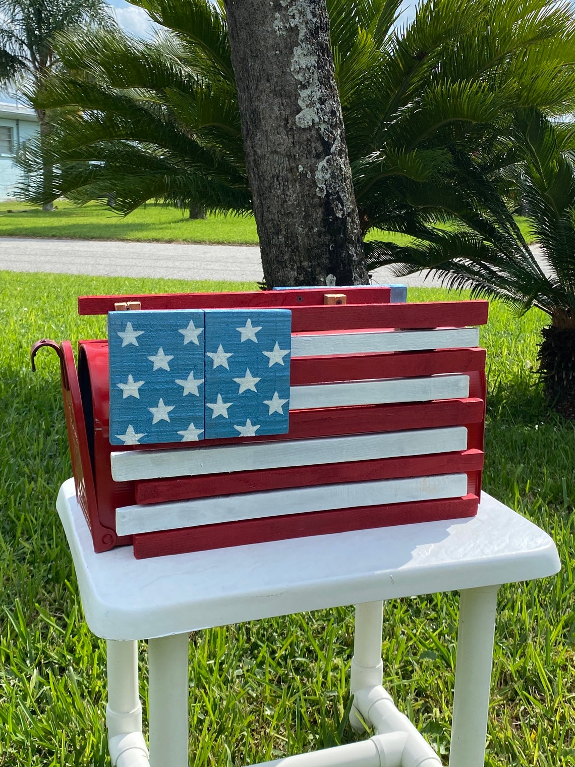 US Flag Wooden Patriotic Mailbox - Etsy