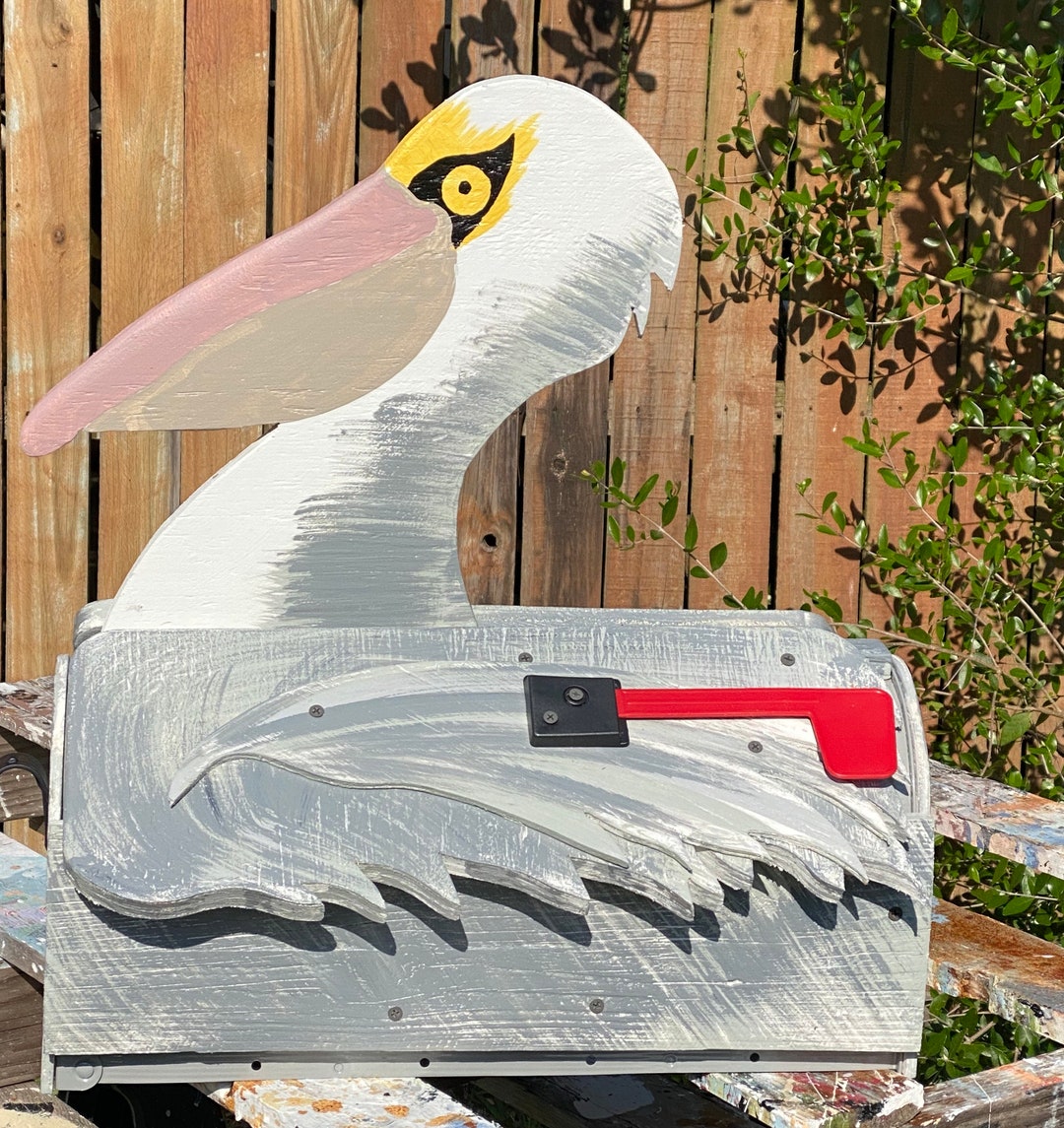 Custom Classic Grey Wooden Short Head Pelican Mailbox - Etsy