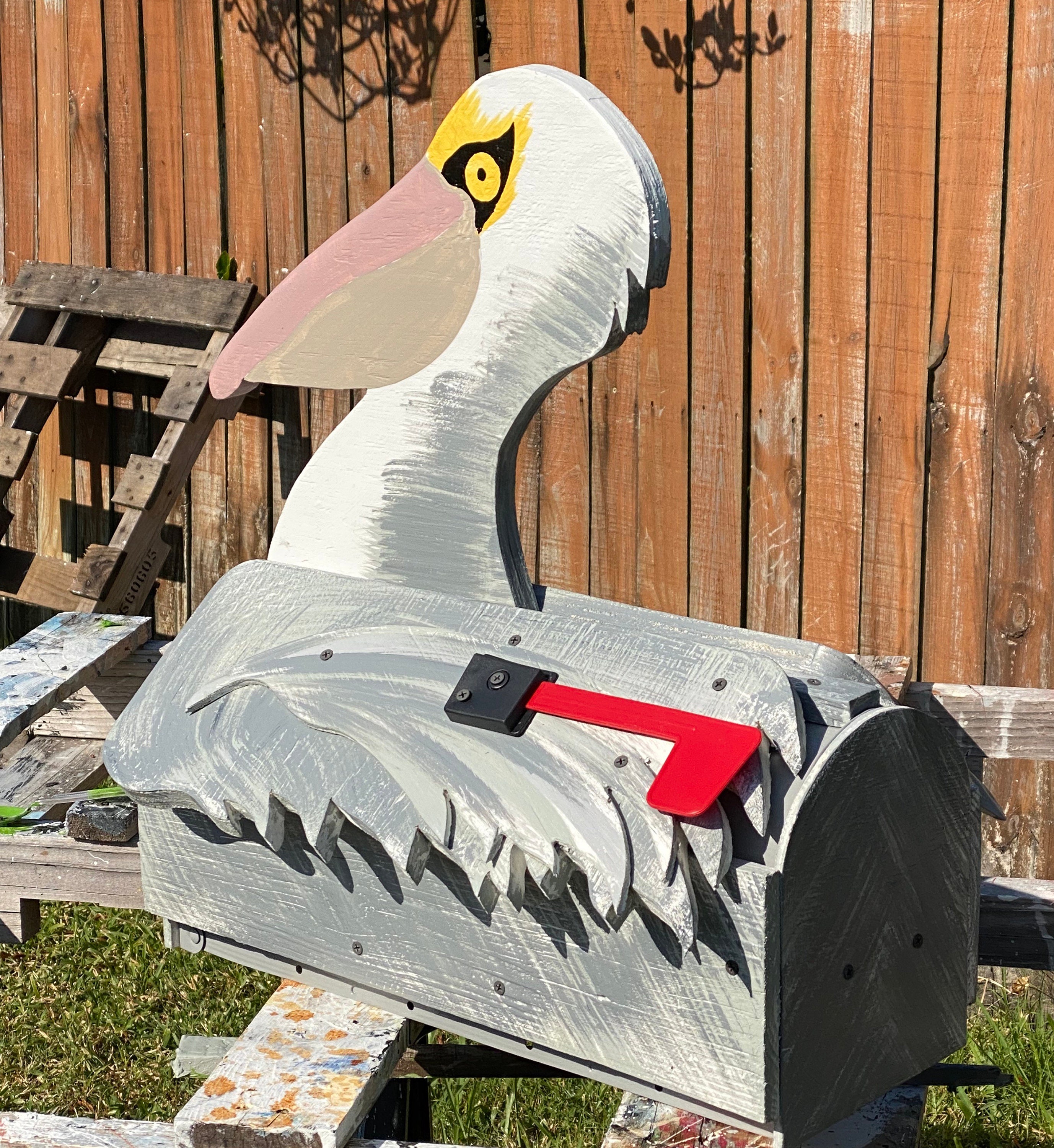 Custom Classic Grey Wooden Short Head Pelican Mailbox - Etsy