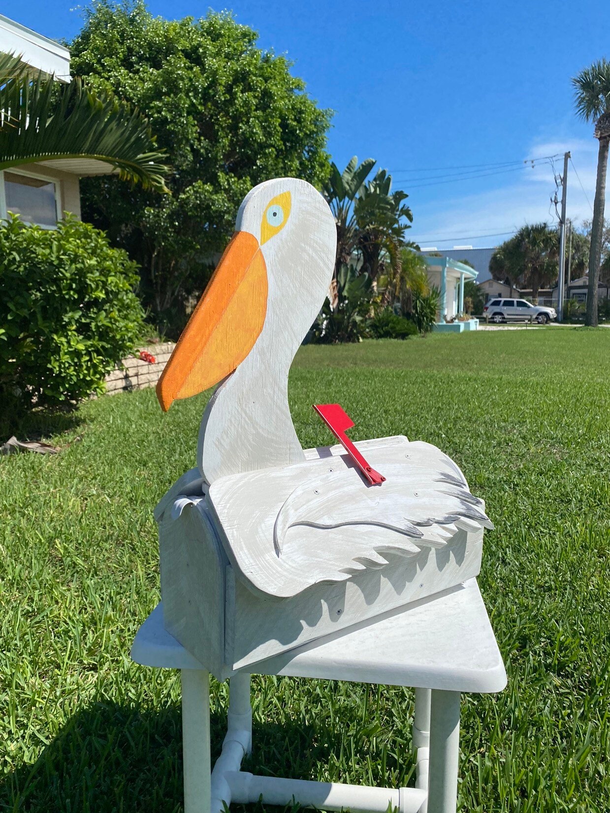 Classic White Handmade Wooden Pelican Mailbox - Etsy