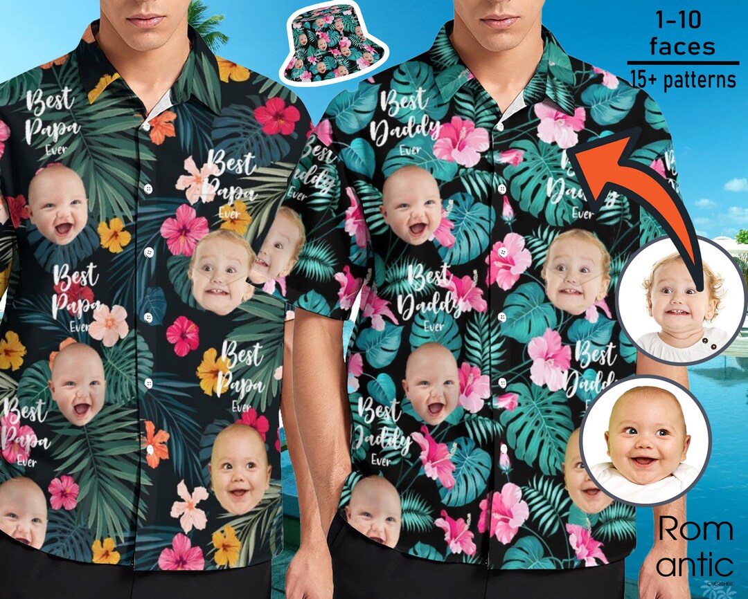 Custom Hawaiian Shirt With Face,best Daddy Ever,best Dad Ever,best ...