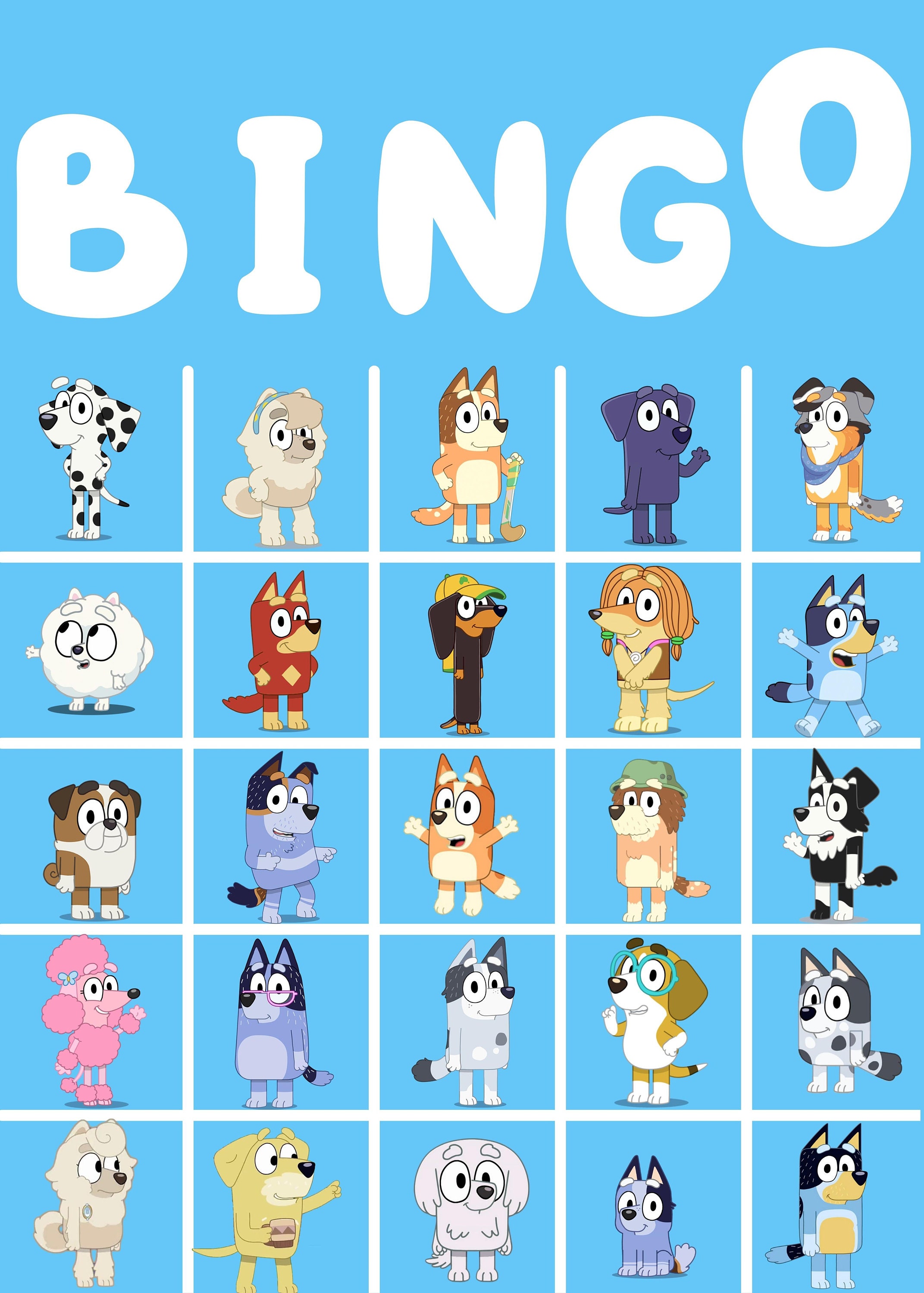 Bingo Cards Bluey Inspired Game Bluey Party Game Digital - Etsy Canada