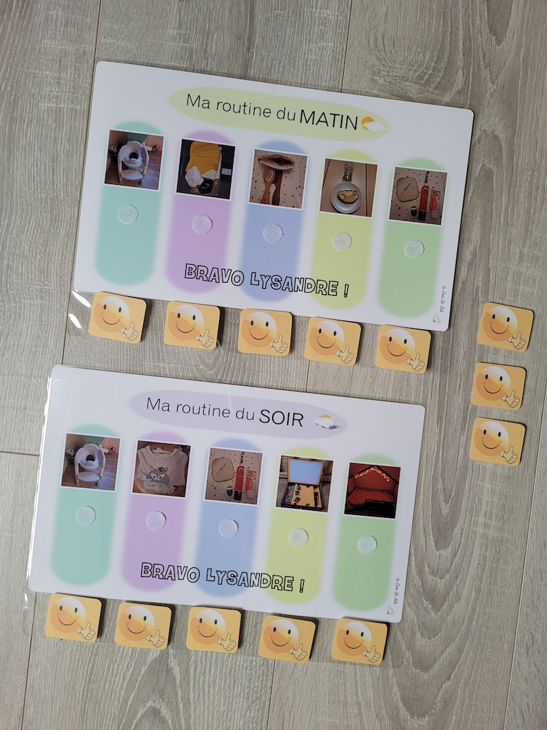 2 routines enfant personnalisées avec vos photos / matin et soir ...