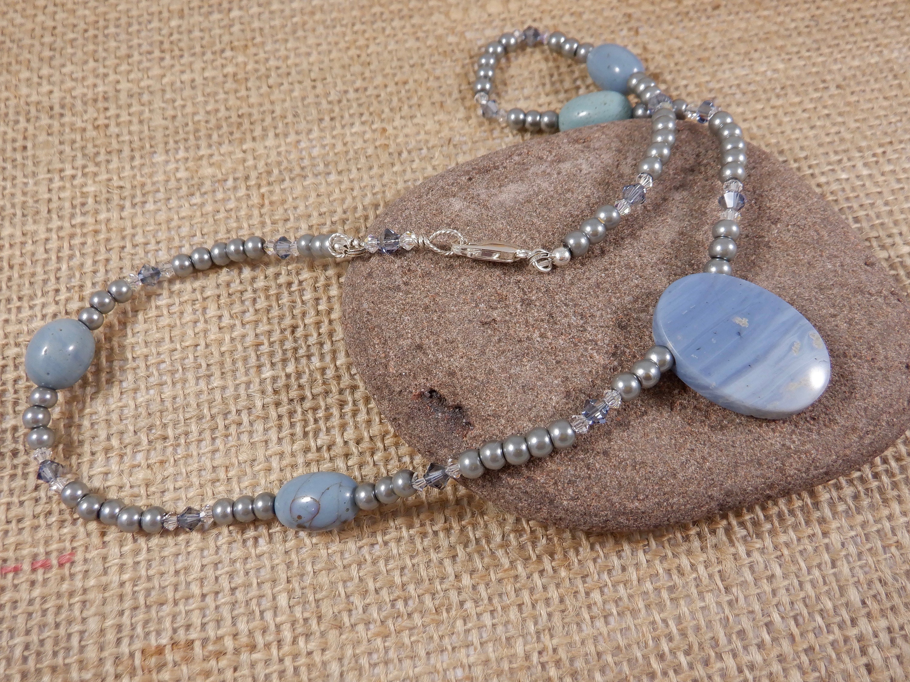 Leland Blue Necklace Blue Slag Glass Michigan Blue Stone - Etsy