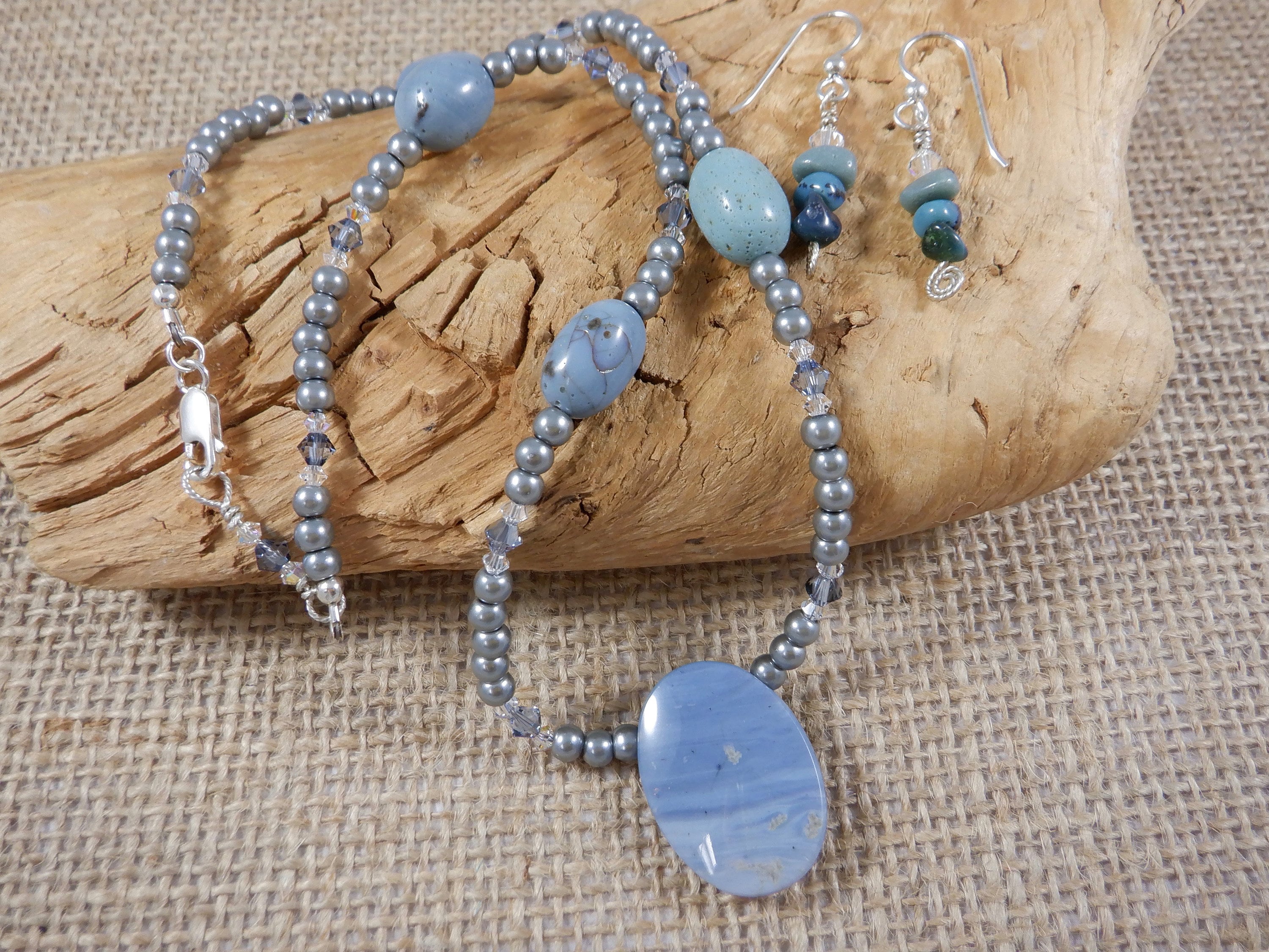 Leland Blue Necklace Blue Slag Glass Michigan Blue Stone - Etsy