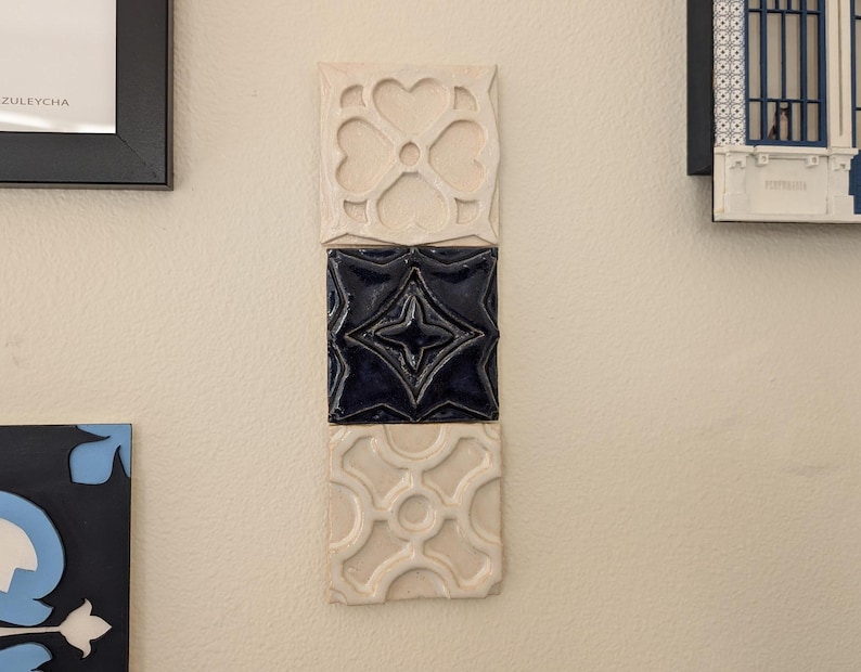 Handmade 3D Ceramic Tile: Portuguese Architectural Design (3.75"x3.75 ...