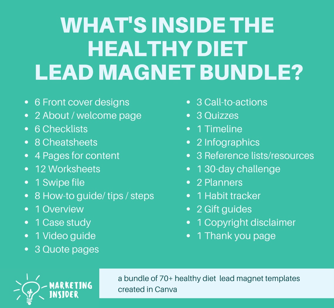 Lead Magnet Canva Template Bundle for Healthy Diet Email Marketing Kit ...
