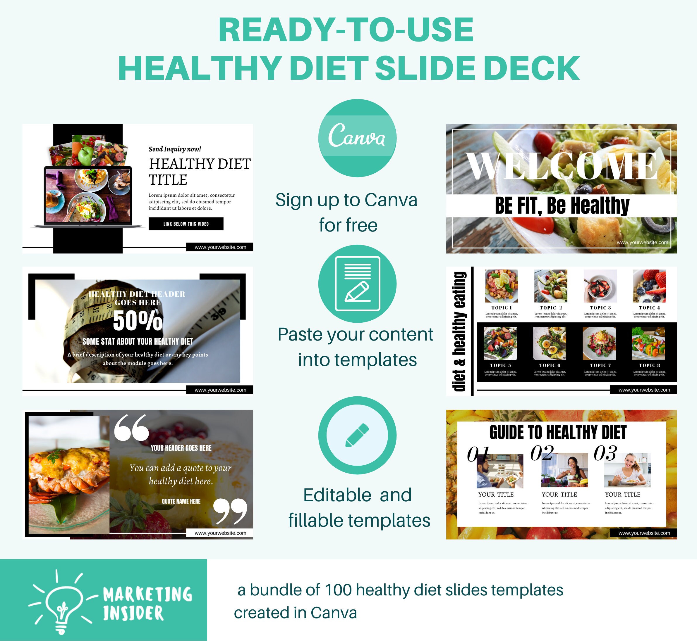 Webinar Slide Deck Templates for Healthy Diet Webinar Slides & Webinar ...