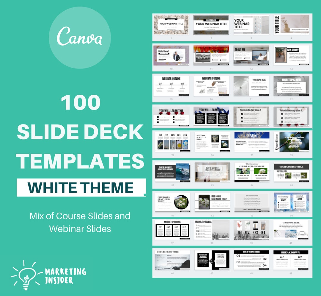 Webinar Slide Deck Templates 100 Pages Webinar Slides & Webinar Canva ...