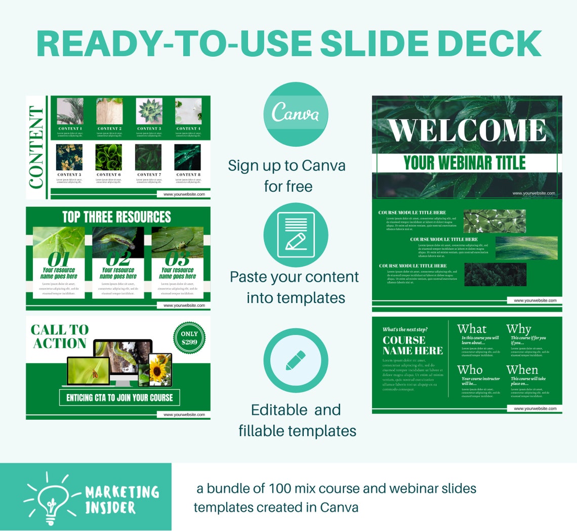 Webinar Slide Deck Templates 100 Pages Webinar Slides & - Etsy