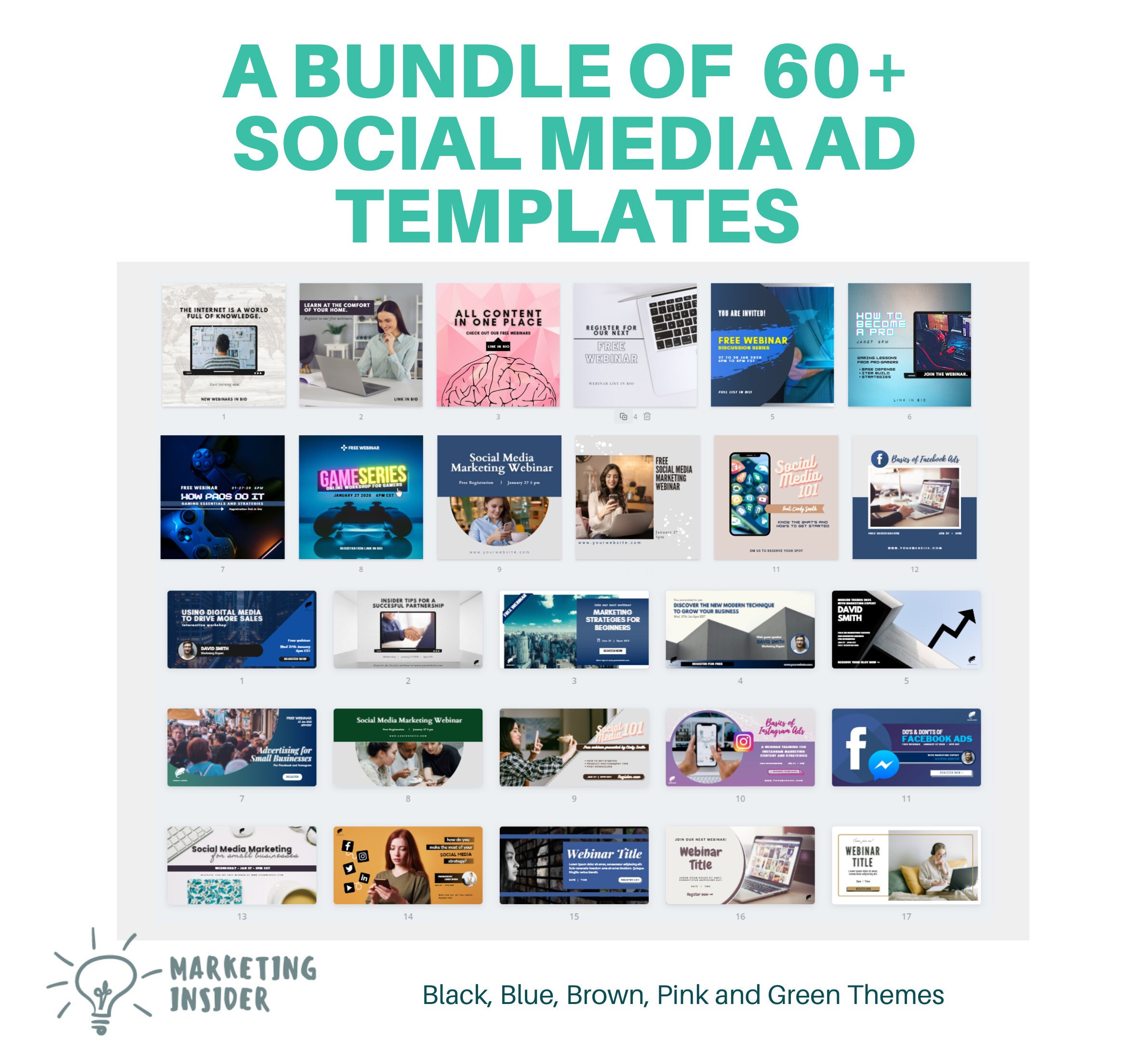 Ad Template Canva for Webinar and Seminar -30 Facebook Ad Template + 30 ...