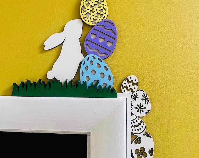 Easter Sign Custom Door Corner Easter Gnome Door Trim Sitter Holiday ...