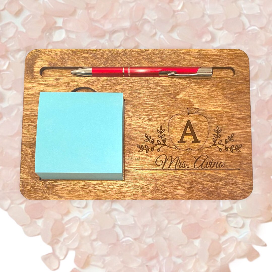 Personalized Post It Sticky Note and Pen Holder Engraved With Teacher ...