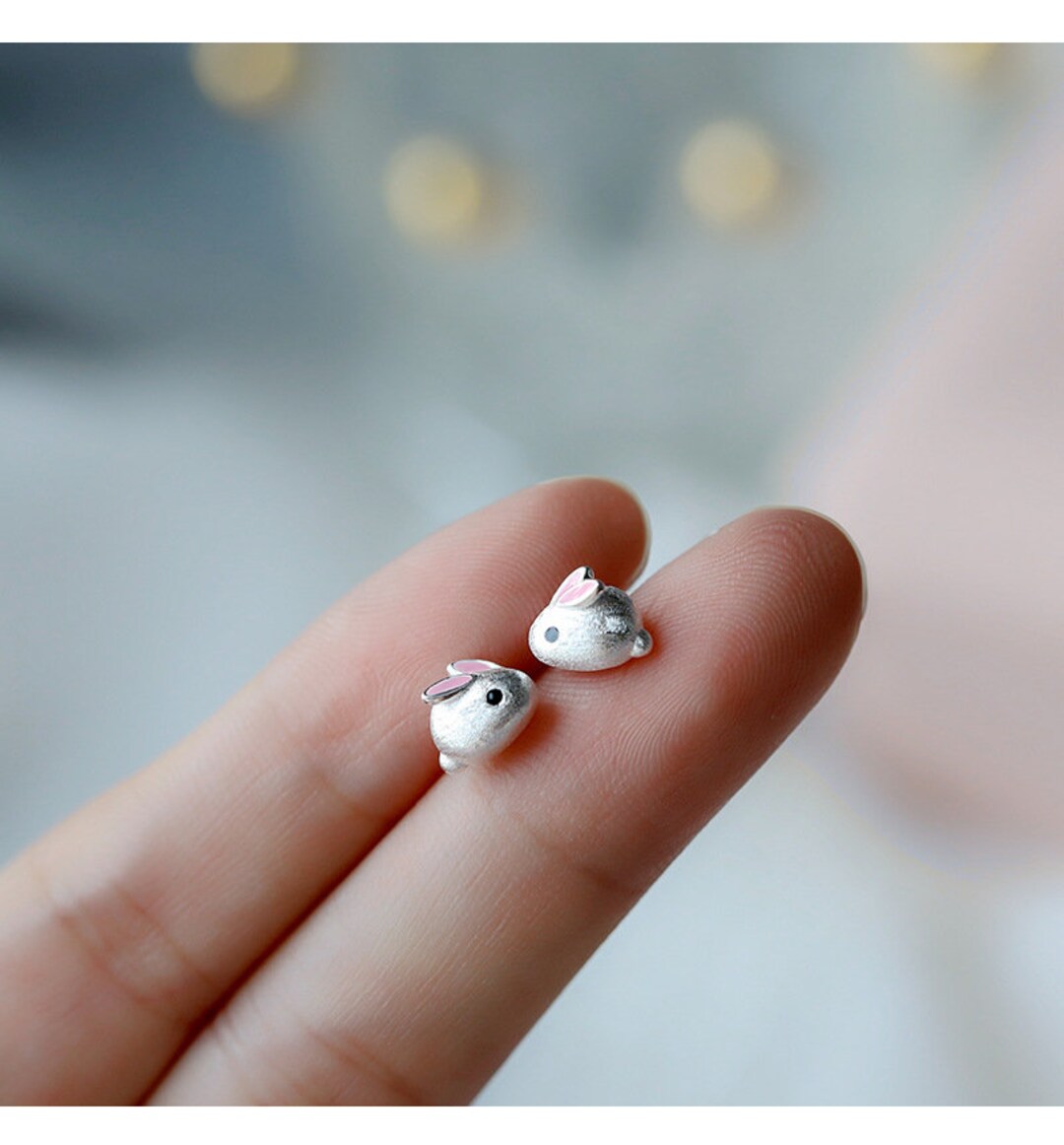 Easter Bunny Rabbit Real Silver Earrings 925 Solid Silver Ear Stacks ...