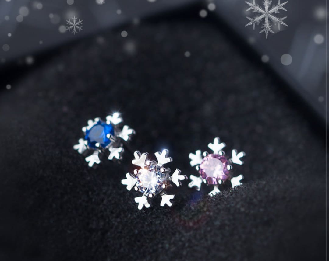 Snowflakes Gemstone Christmas Silver Earrings Star Snow Xmas - Etsy UK