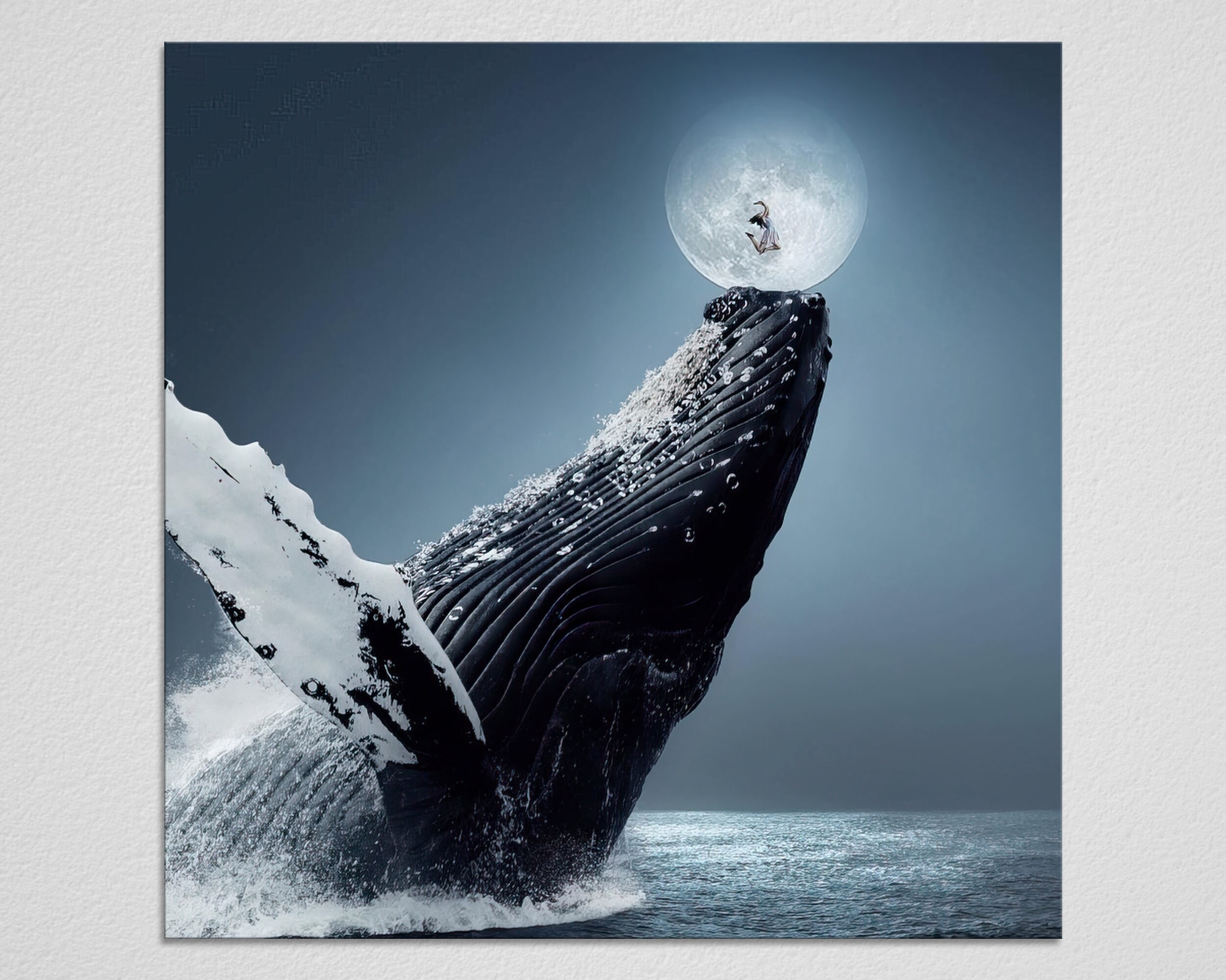 Whale Ocean Dance Night Girl Moon Multi Panel Canvas Print - Etsy