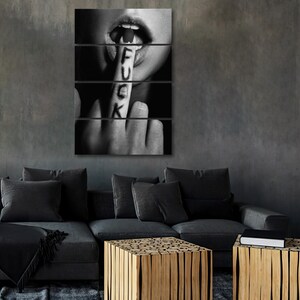 Cheeky Girl Middle Finger Canvas - Bold Black and White Wall Decor ...