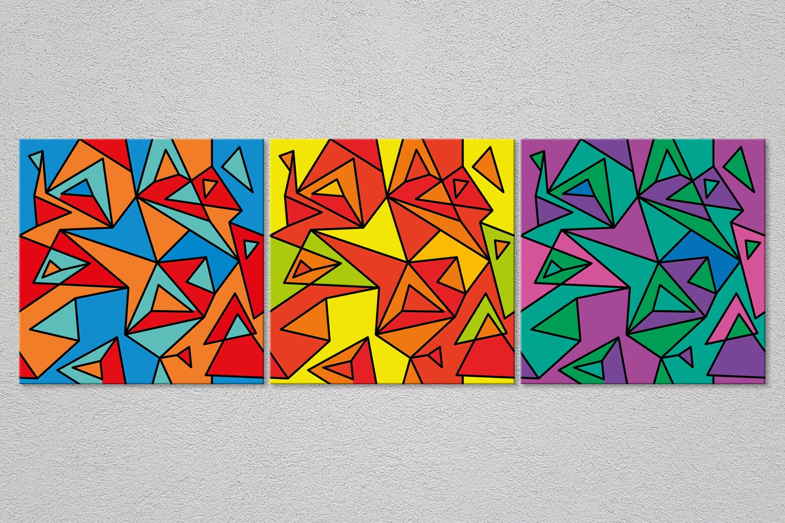 Abstract Tricolor Zigzags Multi Panel Canvas Print Extra Large - Etsy