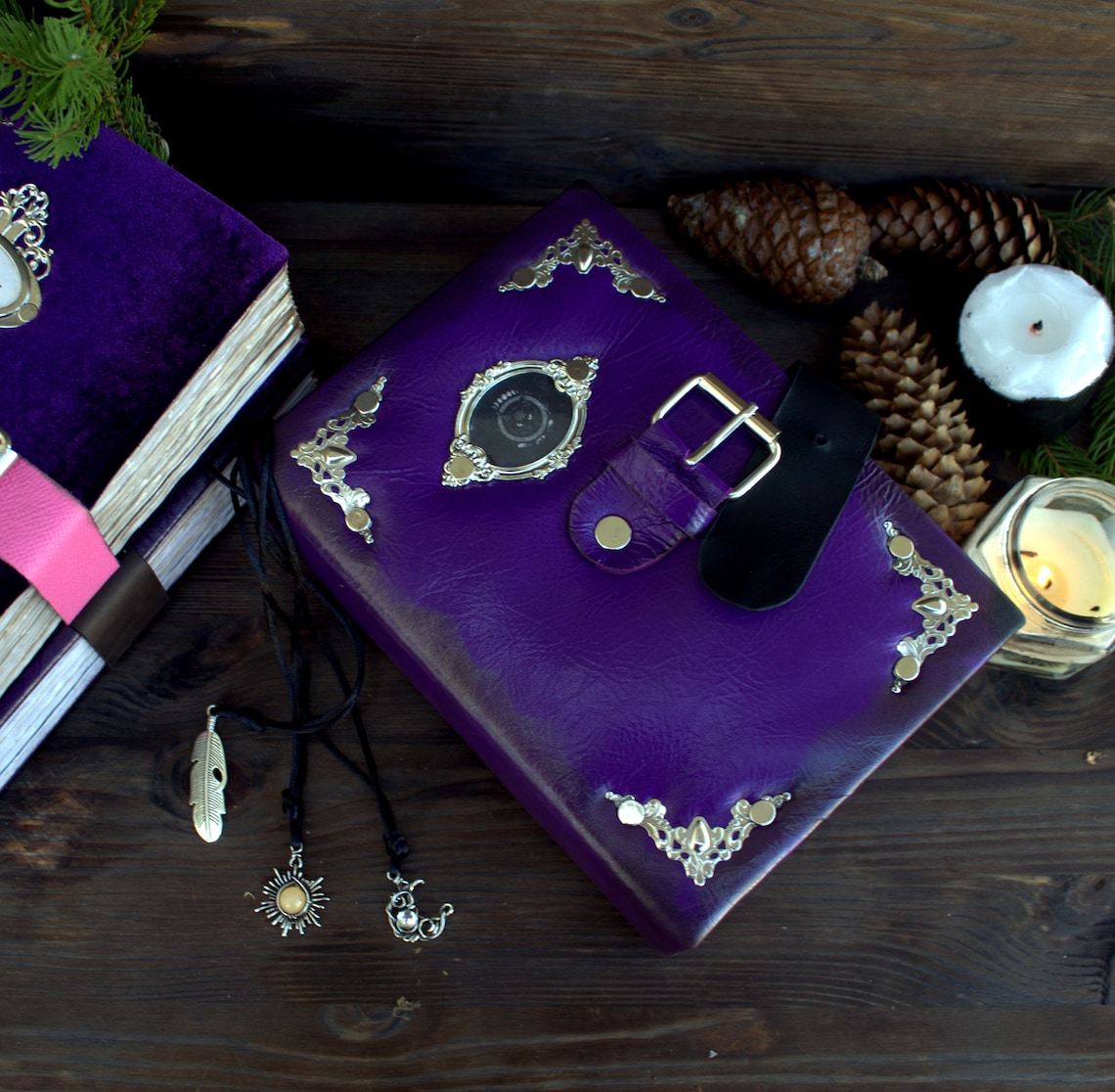 Magic Book Grimoire Leather With Blank Pages and Color - Etsy