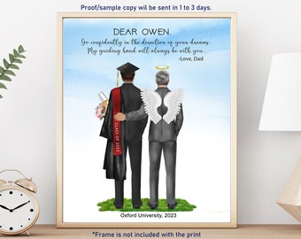 Graduation in Heaven-graduation MEMORIAL Print-personalized Remembrance ...